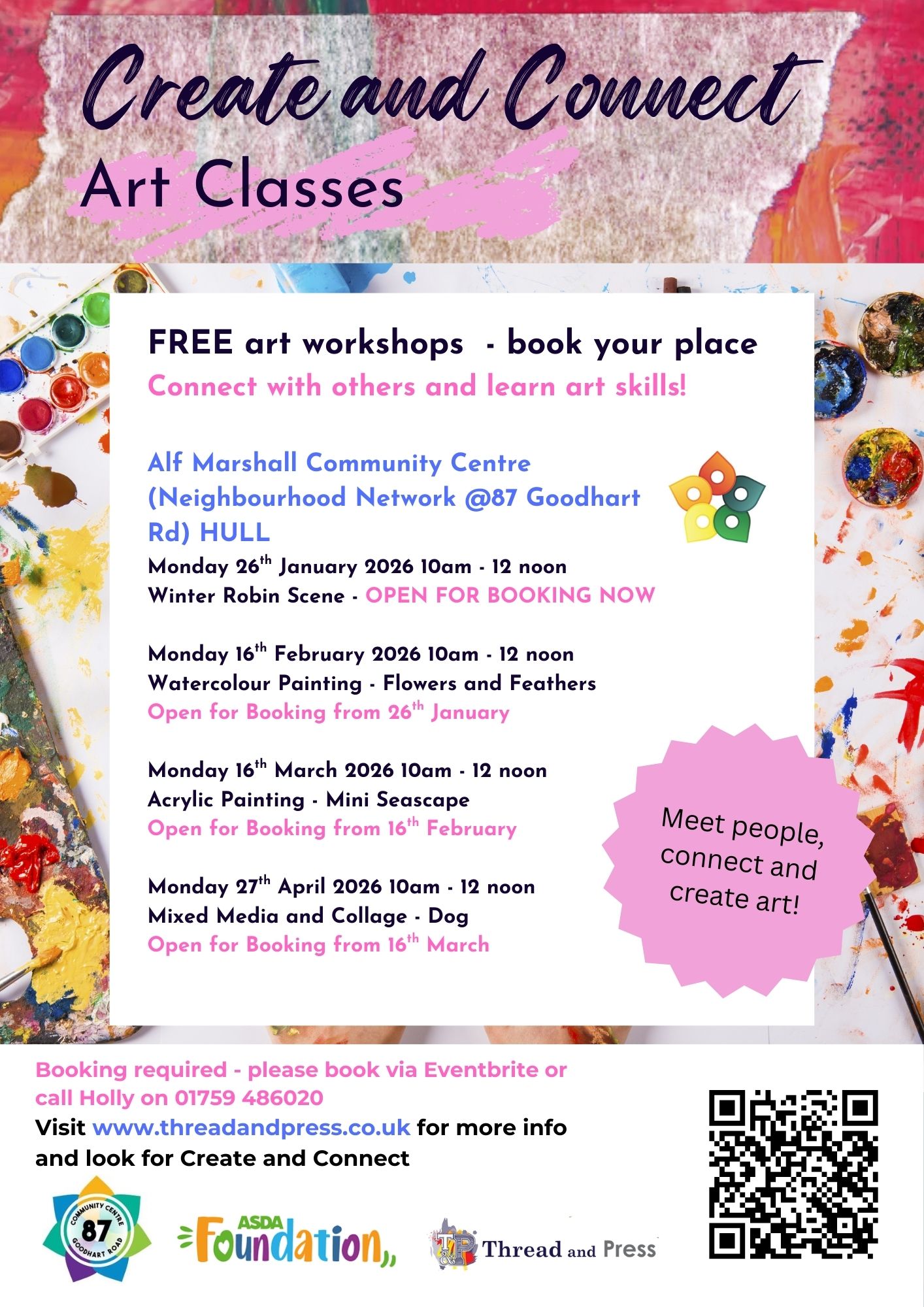 FREE funded Create and Connect Art workshops – MNetwork